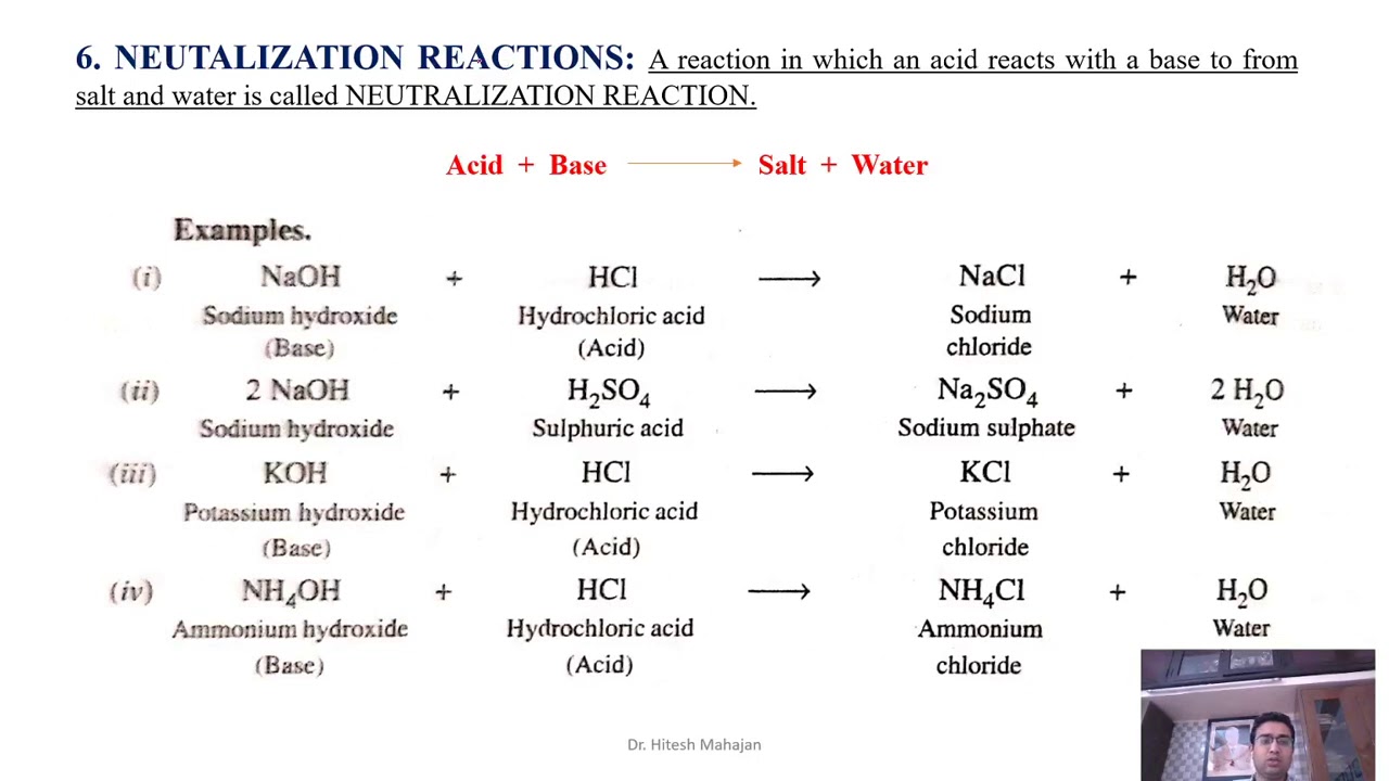 Class 10th, Chapter 1, L7, Neutralization Reactions by Dr. Hitesh ...