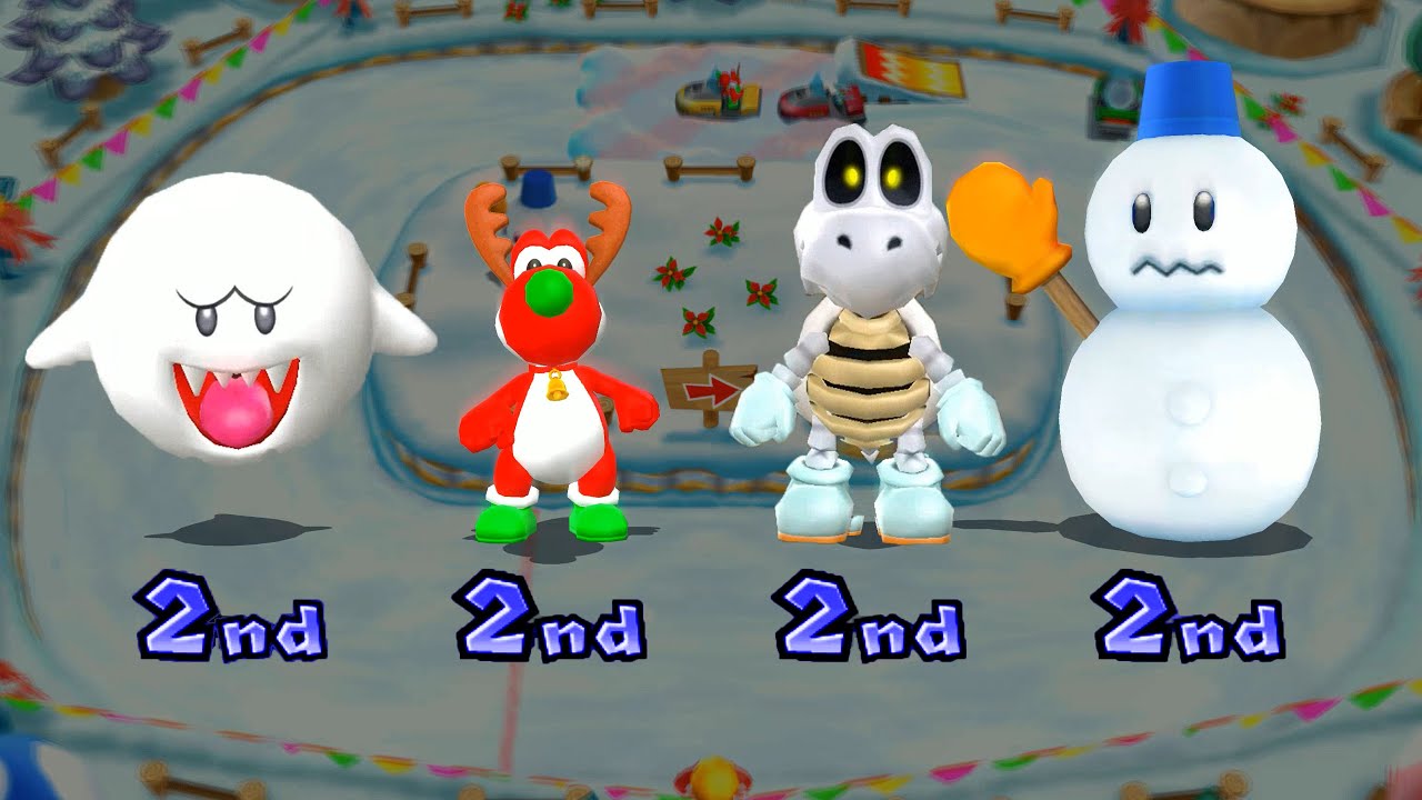 Mario Party 9 - Minigames - Snow Go Boo Vs Yoshi Vs Dry Bones Vs ...