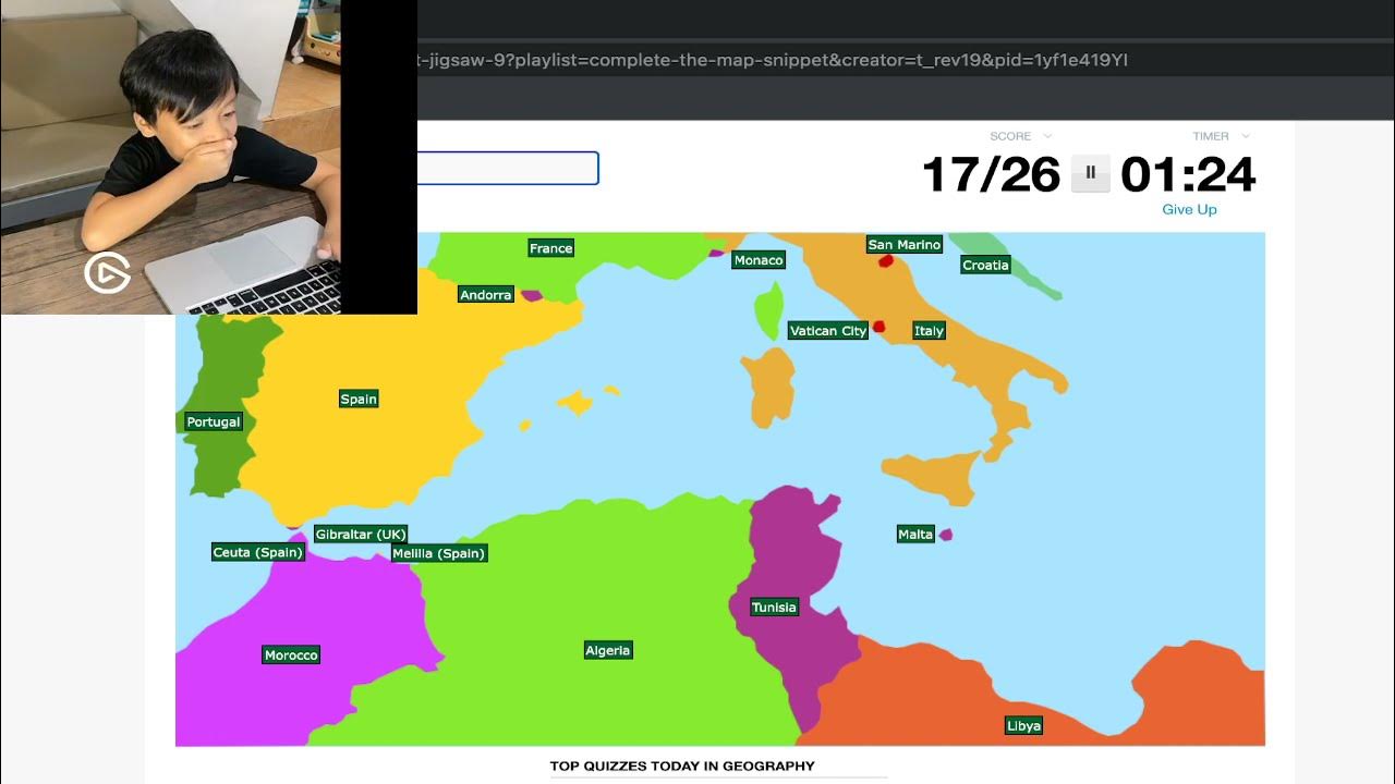 SNIPPET QUIZ on SPORCLE, Can I complete the map by naming each country & territory? Watch and ...