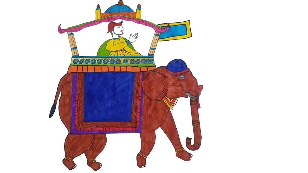 King Riding Elephant Drawing How To Draw A king Riding Elephant Drawing ...