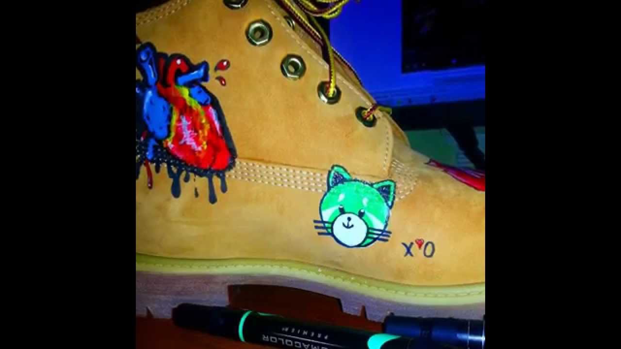 CUSTOM HANDPAINTED TIMBERLANDS BY GESONDHEIT - YouTube