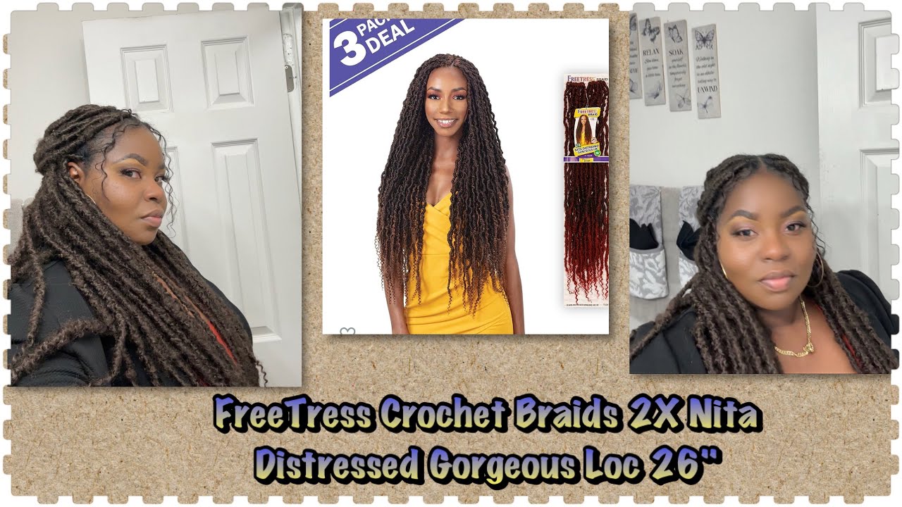FreeTress Crochet Braids 2X Nita Distressed Gorgeous Loc 26" - YouTube