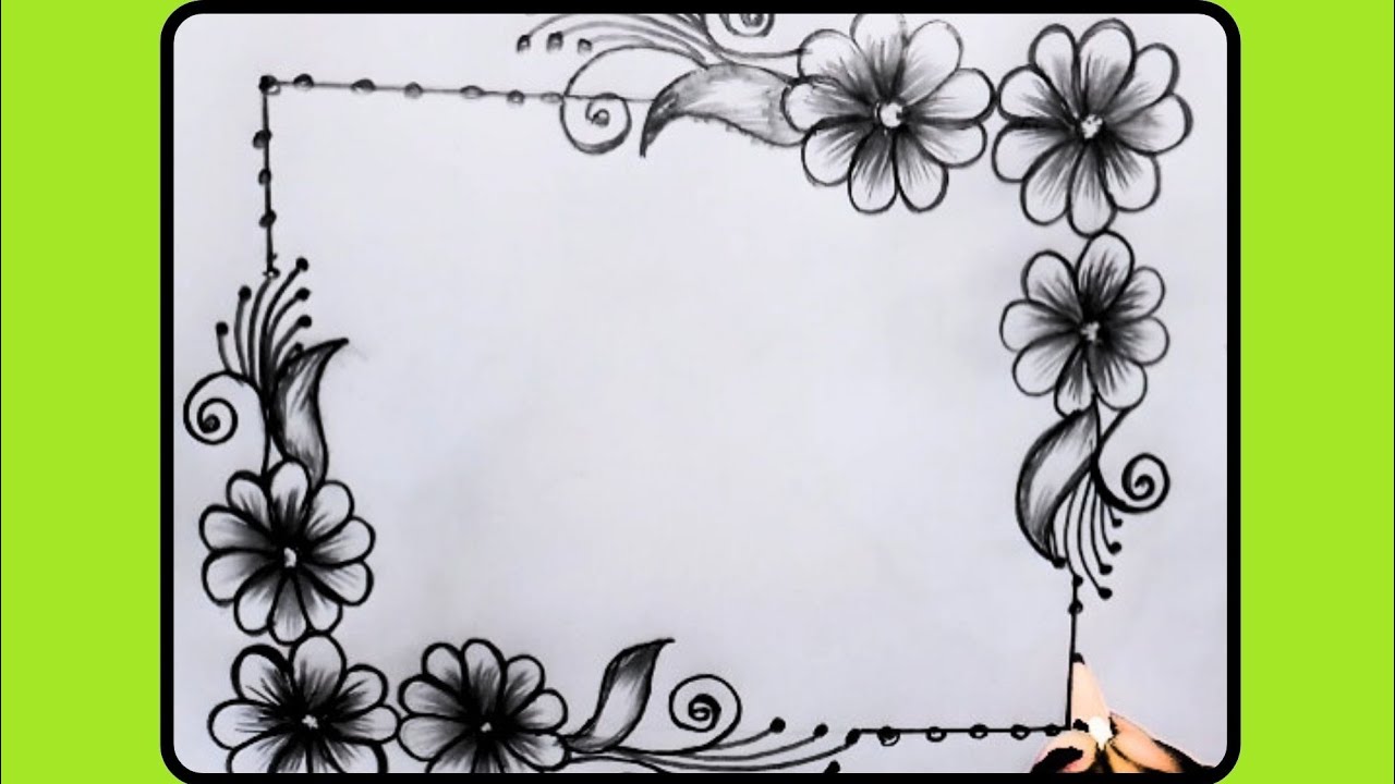 flower border || flower art || sanjana drawing Academy - YouTube