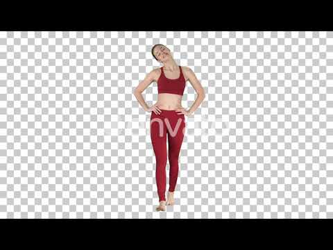 Mature woman stretching her neck and walking, Alpha Channel | Stock Footage - Envato elements