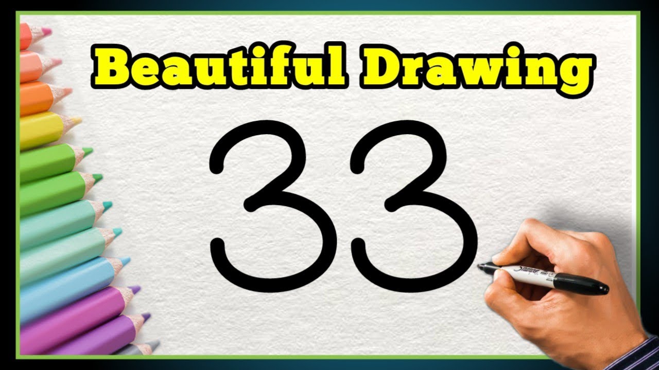 Beautiful Fish Drawing with number 33 | How to Draw Fish | Simple ...