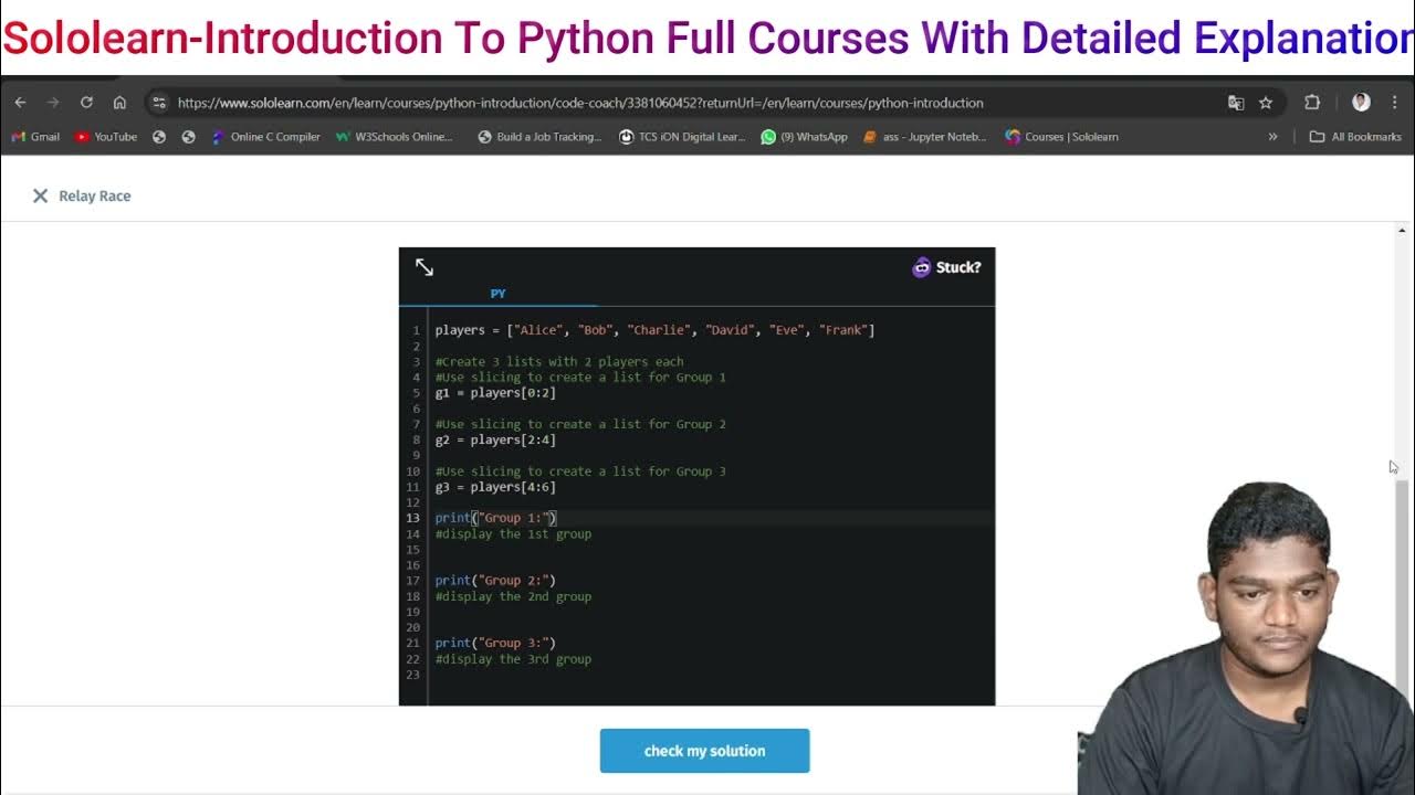 16 Relay Race_Sololearn Introduction To Python Courses Practices Problem. - YouTube