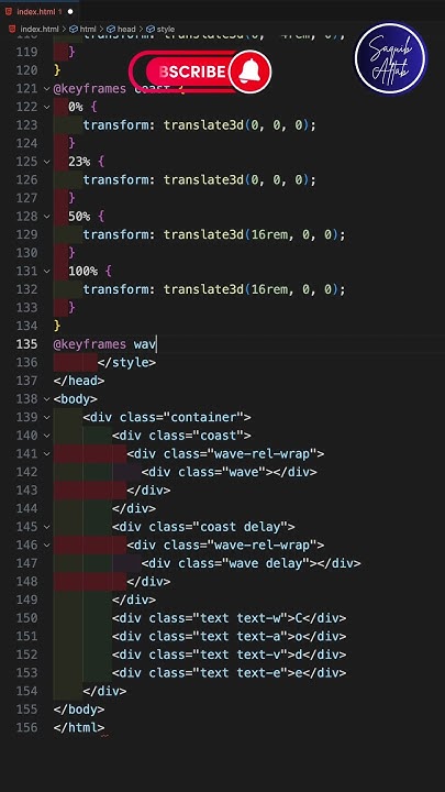 Css Wave Text Animation Html Css Codingshorts Ytshorts Programming Youtube 