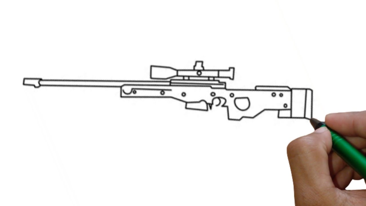 AWM gun drawing easy step by step | How to draw awm gun - YouTube