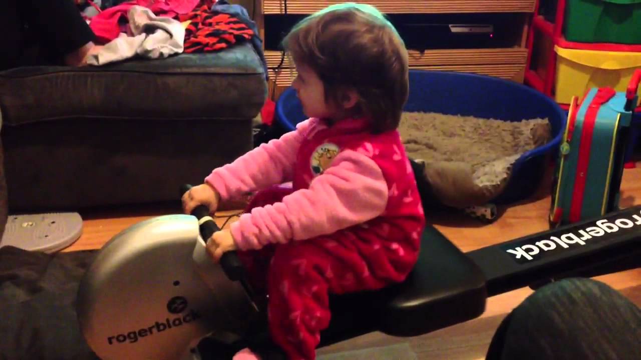 Baby on rowing machine - YouTube