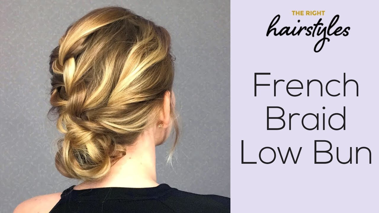 French Braid Low Bun - Easy Tutorial by TRHs - YouTube