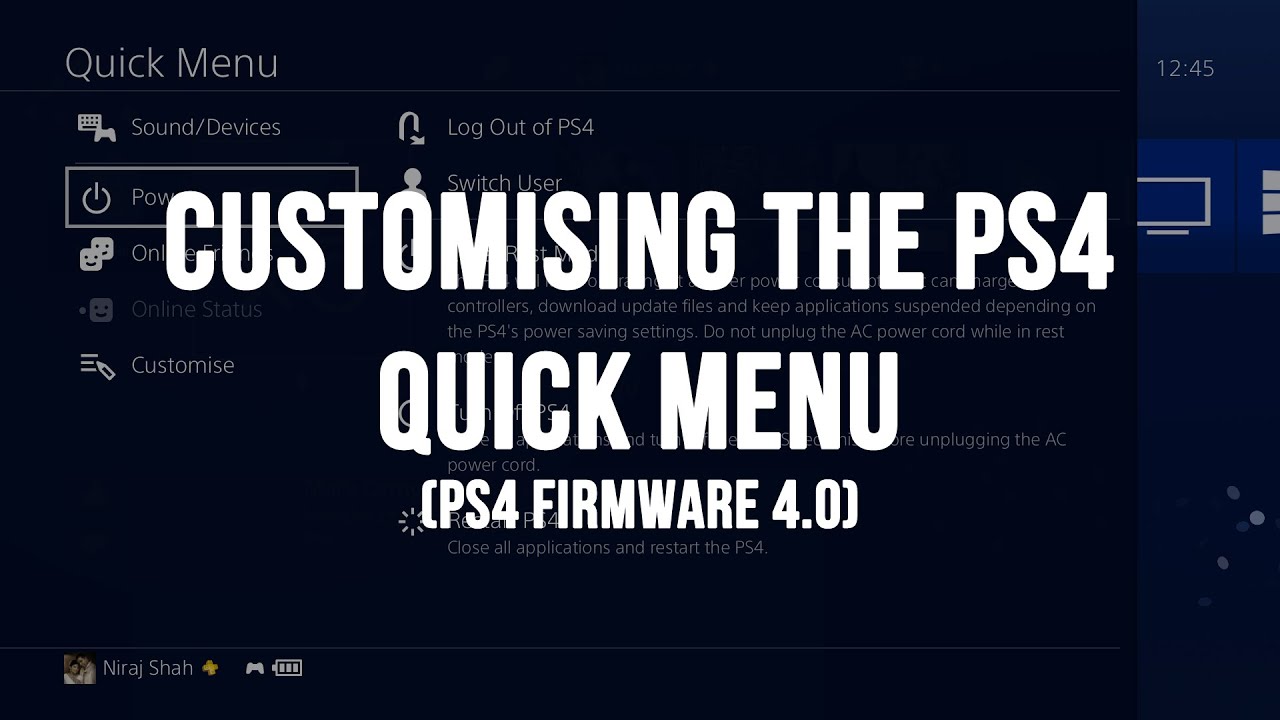 PS4 - Customising the Quick Menu in Firmware 4.0 - YouTube