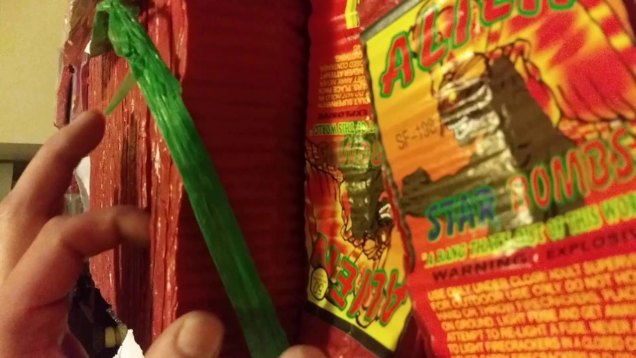 Alien star bomb firecrackers opening a brick part 1 - YouTube