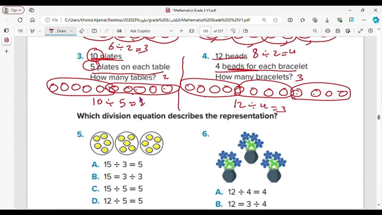 reveal math grade 3 lesson 3- 5 understand equal grouping - YouTube