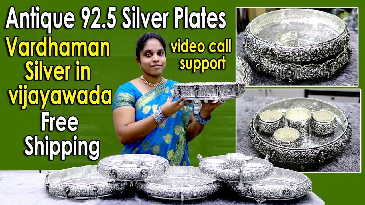 Antique 92.5 Silver Plates | Silver Thambanalu,Weeding Gift items ...
