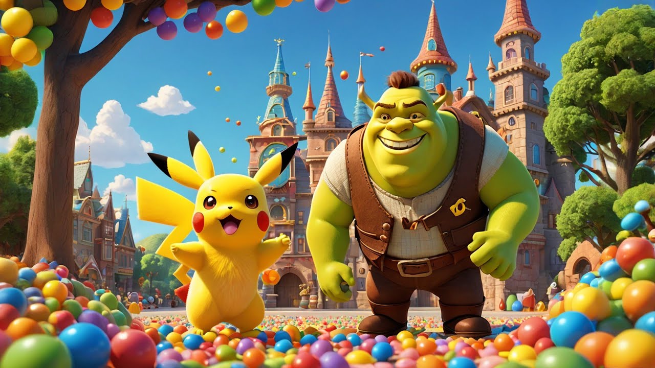 Pikachu joins Shrek in a gingerbread castle 🐤🏰 | Children's Stories in ...