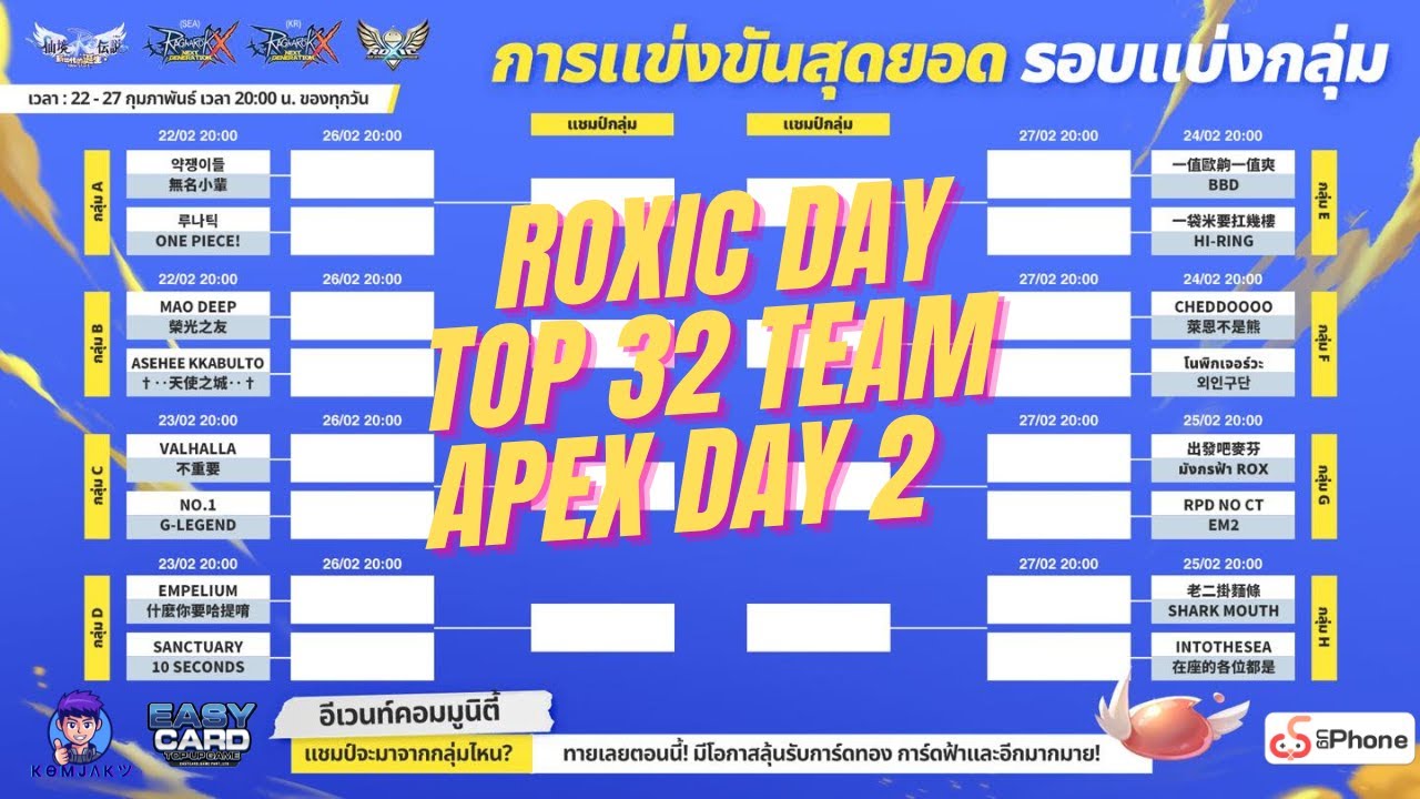 LIve ROX : ROXIC Top 32 Team Apex Day 2 - YouTube