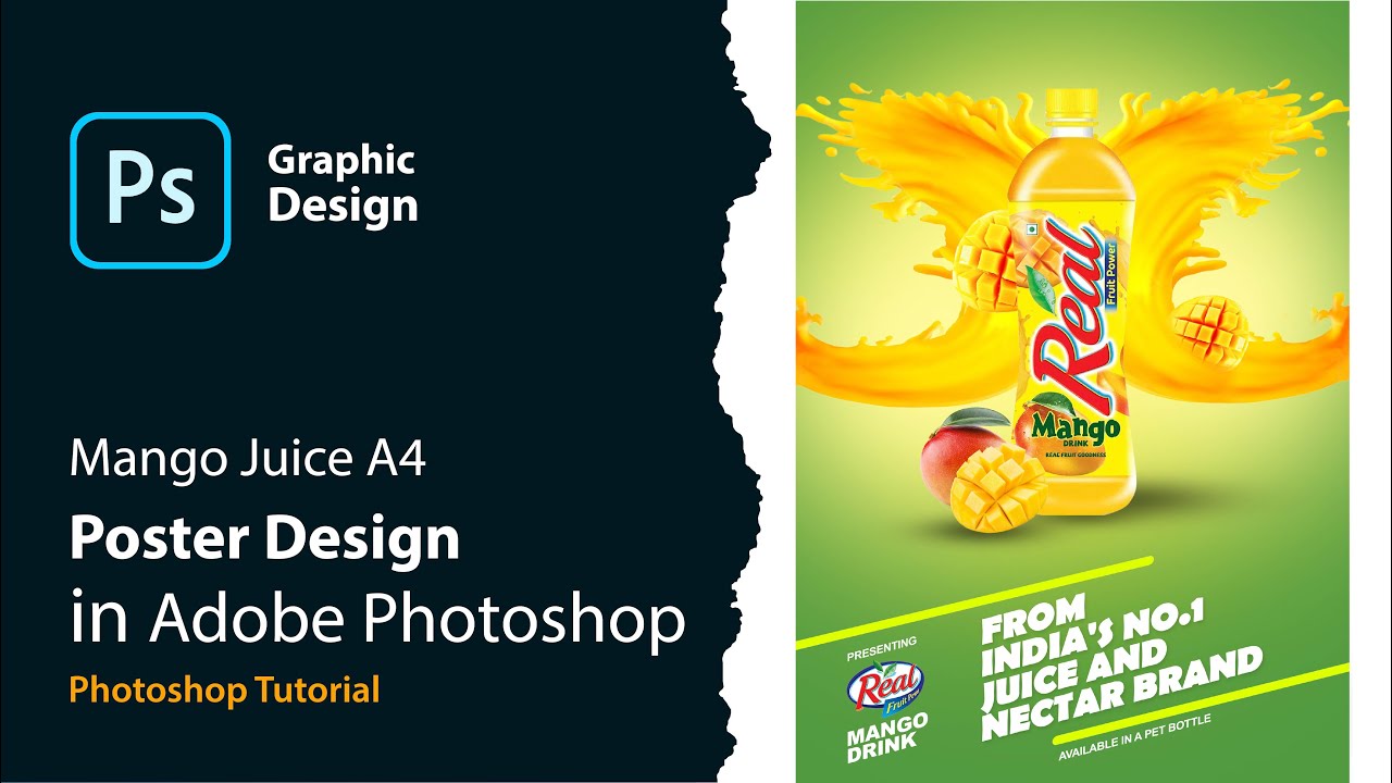 Mango Juice A4 Poster Design in Adobe Photoshop | #graphickorner # ...