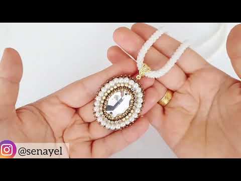 Keçe üzerine boncuk bezeme kolye yapımı || Pearl #Necklace Making #Beading #Tutorial