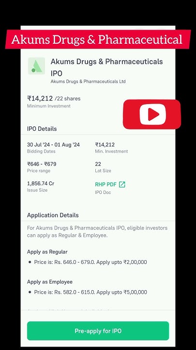 Akums Drugs & pharmaceutical ipo 2024 #stockmarket - YouTube