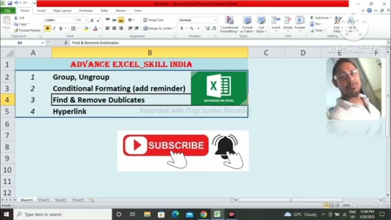 Group, Ungroup, Conditional Formating, Reminder in excel, Remove Diblicate and Hyperlink - YouTube