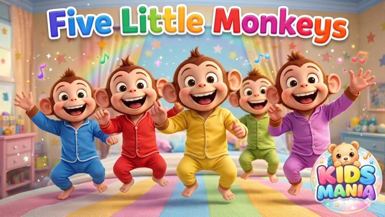 Five Little Monkeys, Kids Nursery Rhymes, Kids Mania - YouTube