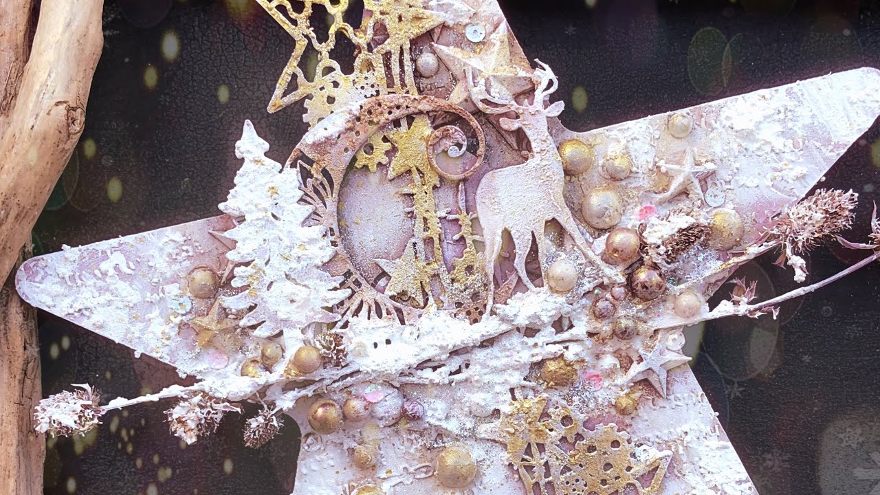 Mixed Media: Winter star decoration - YouTube