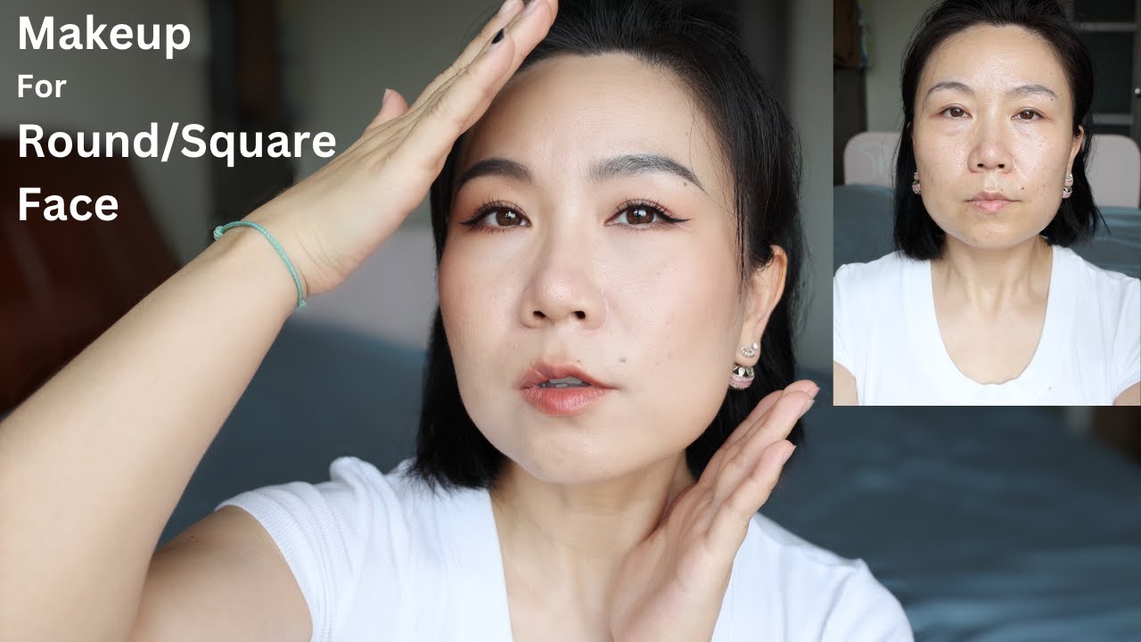 RE-SHAPE Your Face?! Natural Look For ROUND/SQUARE Face [Makeup ...