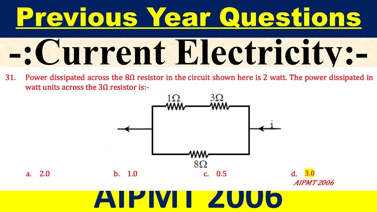 Power dissipated across the 8Ω resistor in the circuit shown here is 2 ...