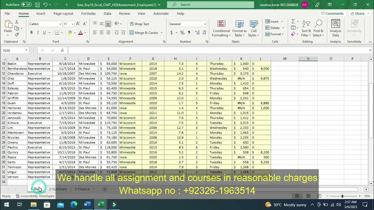 Exp19_Excel_Ch07_HOEAssessment_Employees | Excel Chapter 7 Hands-On Exercise Assessment ...