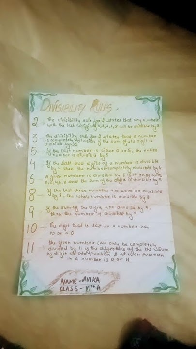DIVISIBILITY RULES PROJECT #schoollife #project #trending #viral #maths ...
