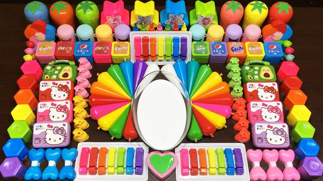 SPECIAL SATISFYING WITH CLAY PIPING BAGS ! MON SLIME! Mixing Random ...