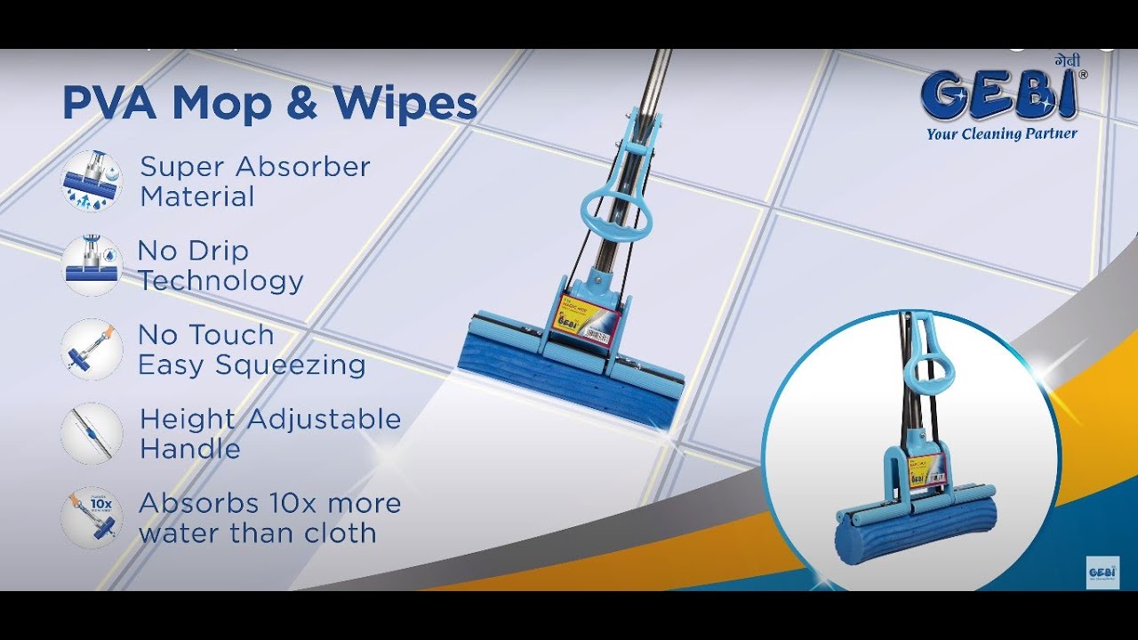 Gebi PVA Mop and Wipes Demo - YouTube