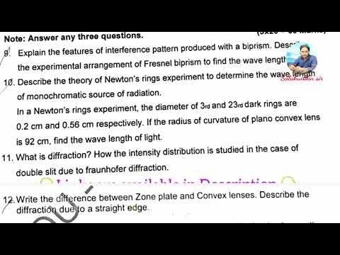 OU, BSc (CBCS) Physics (optics) IV sem question paper jan 2021 ...