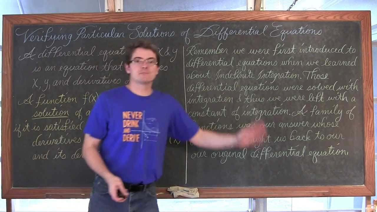 Verifying Particular Solutions to Differential Equations Calculus 1 AB ...