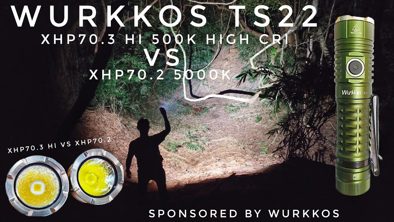 NEW Wurkkos TS22 XHP70.3 HI 4700K HI CRI vs TS22 XHP70.2 5000K - Beamshots Comparison - YouTube