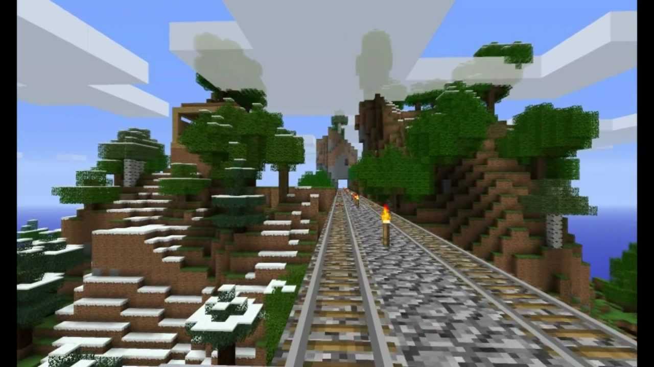 Extremely long Minecraft rail journey - YouTube