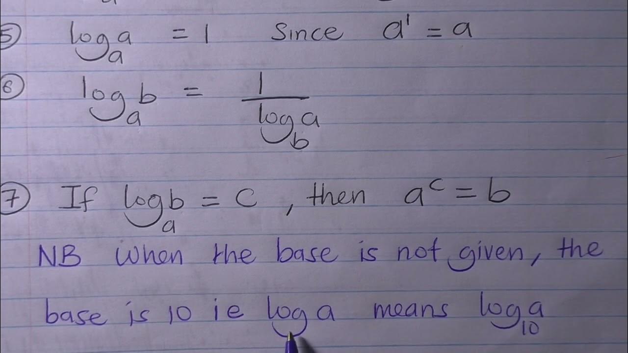 LOGARITHMS LESSON ONE - YouTube
