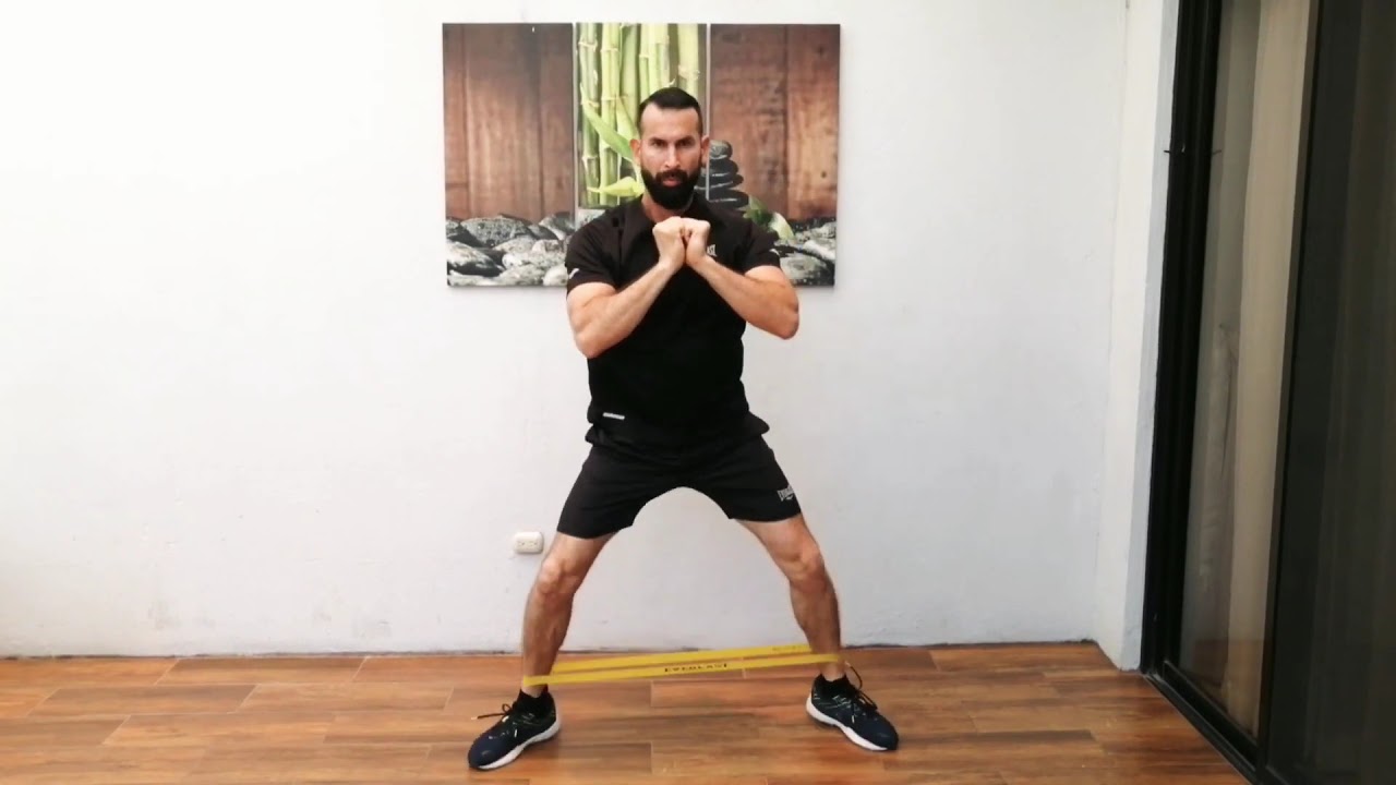 Salto a sentadilla de pato con mini-band - YouTube