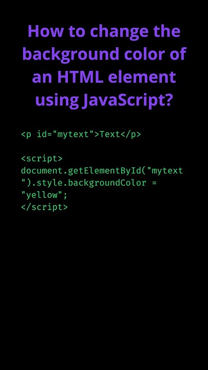 How to change the background color of an HTML element using JavaScript? #shorts - YouTube
