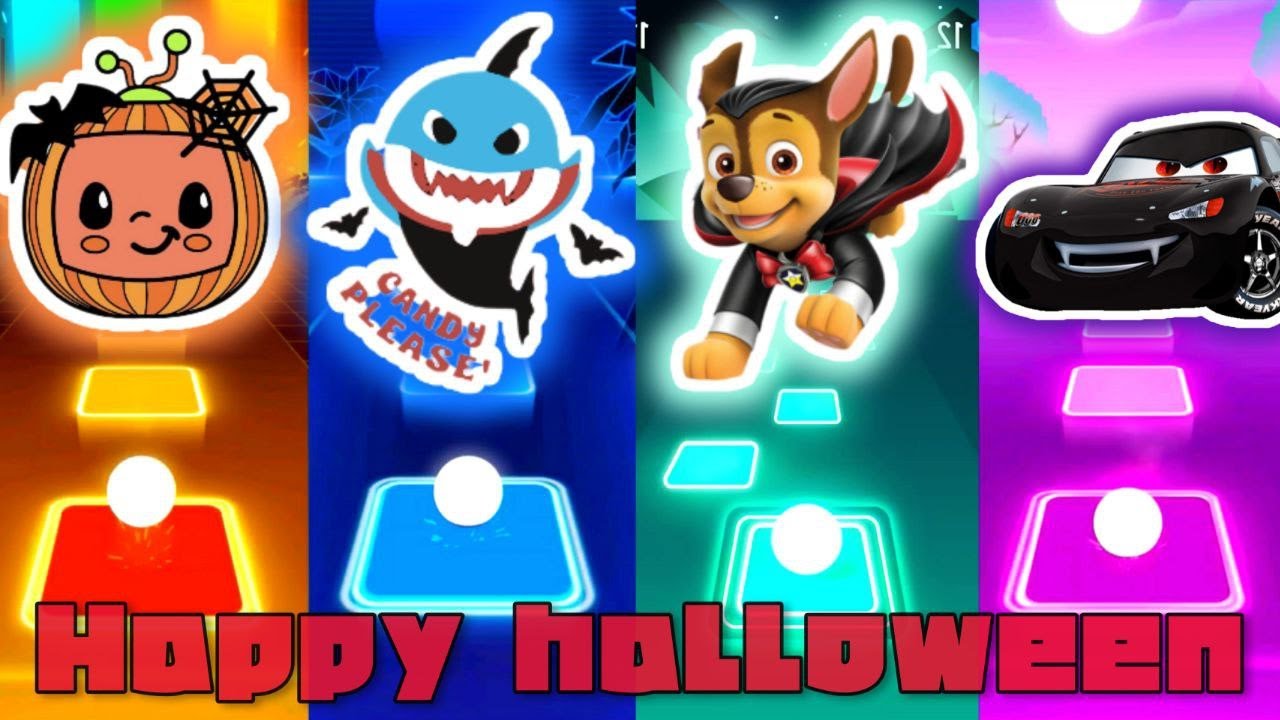 Cocomelon Halloween vs Chase Vampire vs Evil Mcqueen vs Shadow Shark ...