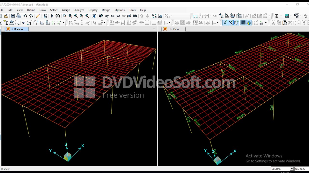 2) 3D Model in SAP2000 (SAP2000) (Tut. 9) - YouTube