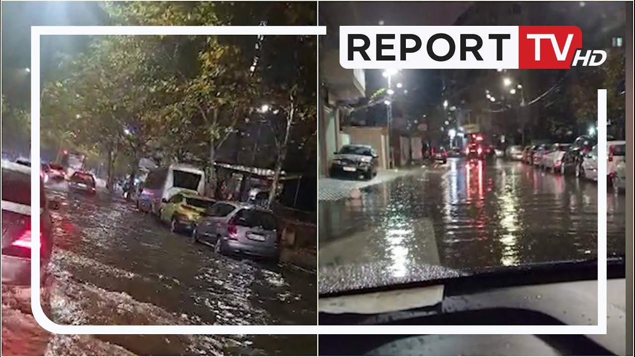 Shi në Tiranë, rrugët të mbuluara nga uji! Vështirësohet qarkullimi ...