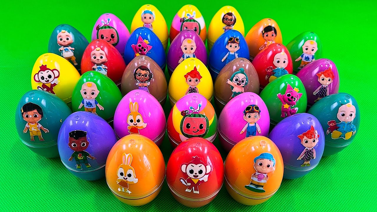 Rainbow Eggs SLIME: Picking Pinkfong Dinosaur Eggs with CLAY Coloring ...