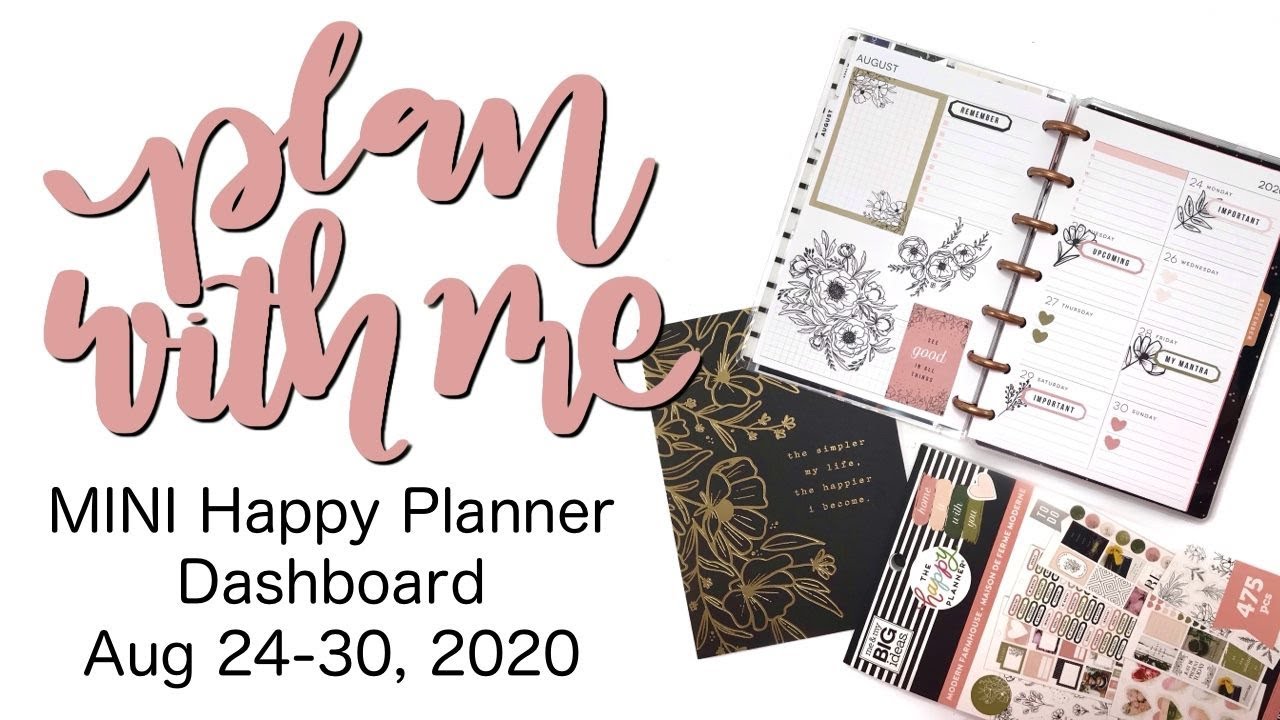 Plan With Me MINI Happy Planner® Dashboard: Aug 24-30, 2020 - YouTube
