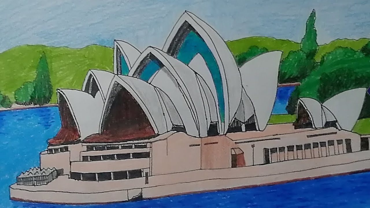 How to draw Sydney Opera House drawing SAAD - YouTube