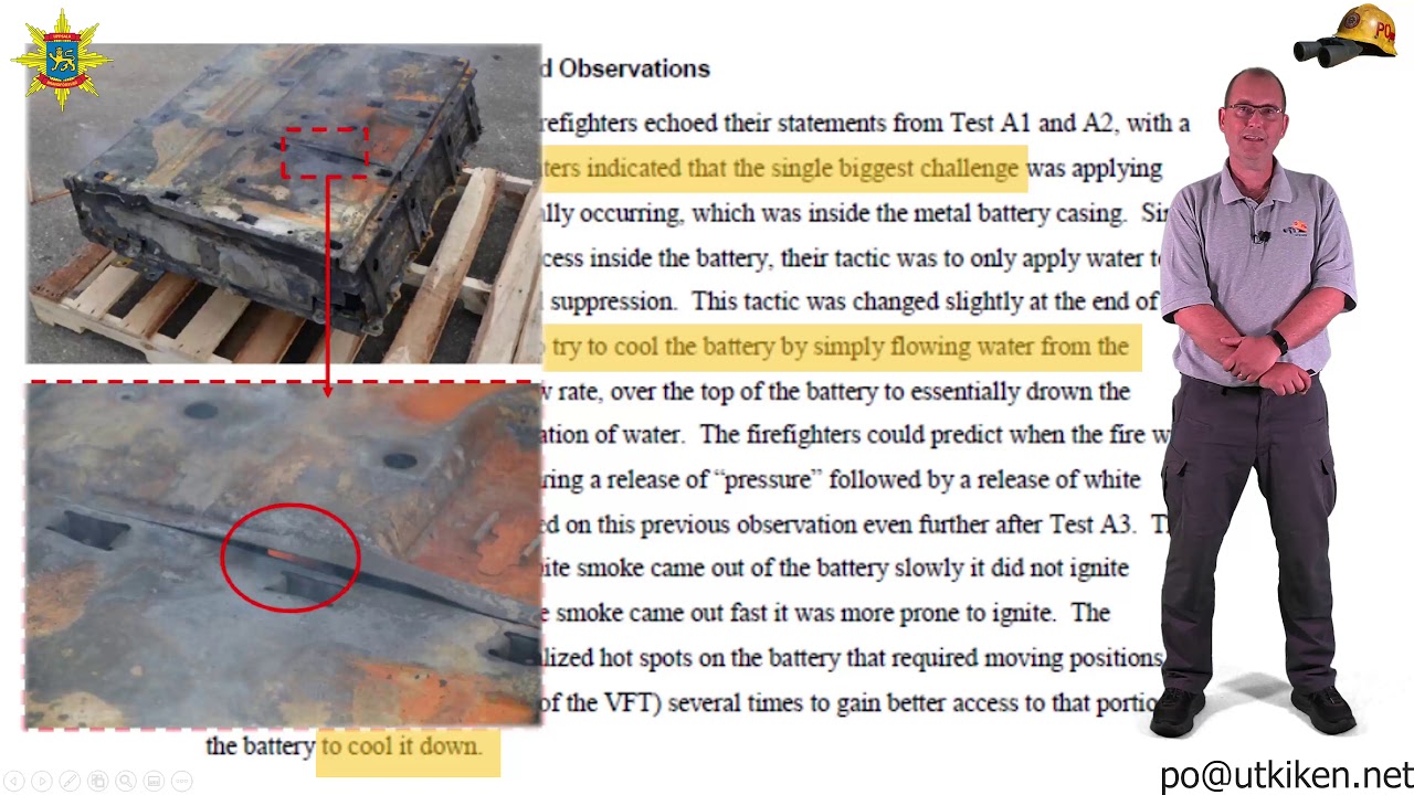 Firefighting and science: Electric vehicle battery fire - YouTube