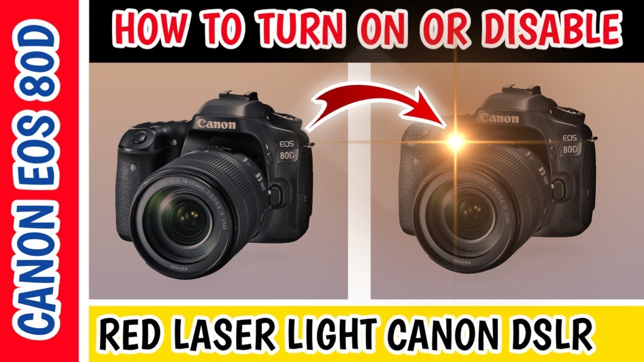 how to turn on or off red laser light canon dslr - YouTube