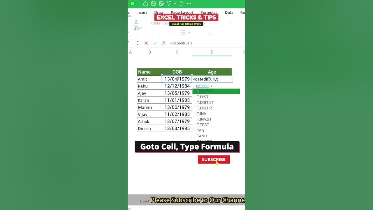 How To Calculate Age In Excel From A Date Of Birth Excel Tutorials how-to-calculate-age-in-excel-from-a-date-of-birth-excel-tutorials