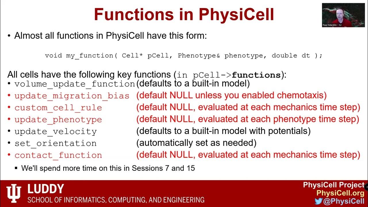 PhysiCell ws2022 Session 6: Functions in PhysiCell - YouTube