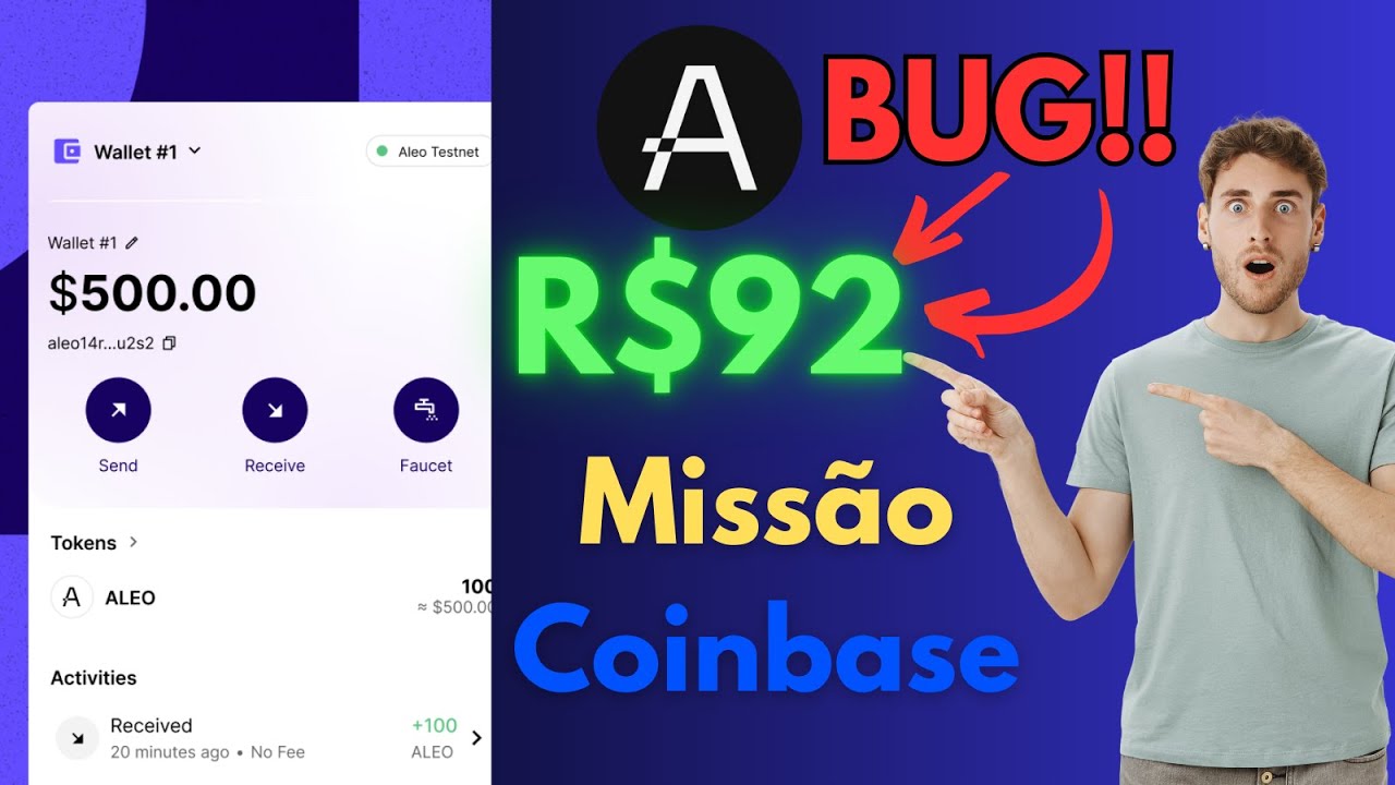 🔥🤑R$92 MISSÃO na COINBASE (ALEO)🤑 - YouTube